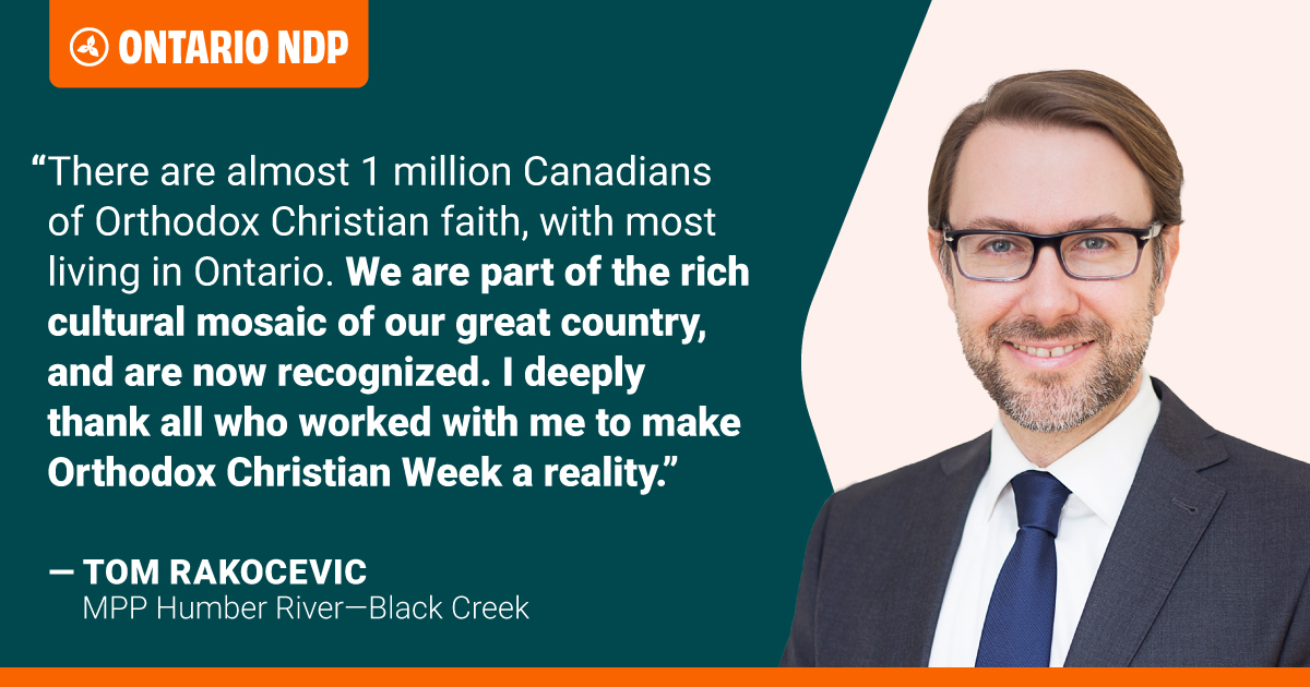 Ontario celebrates first Orthodox Christian Week « Ontario NDP